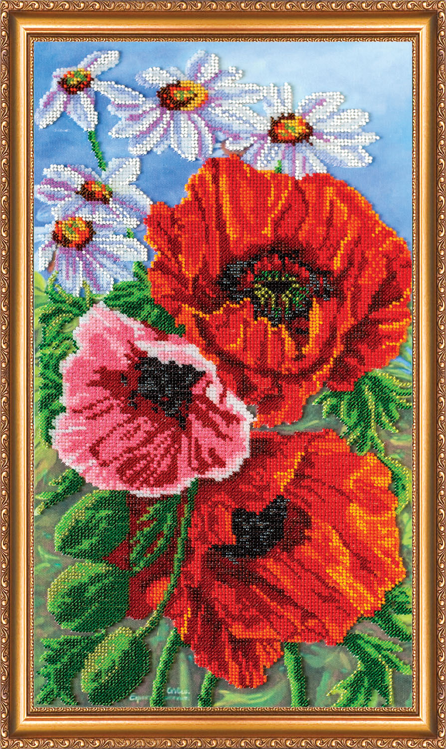 Main Bead Embroidery Kit Wild poppies – 1 (Flowers), AB-269 by Abris ...