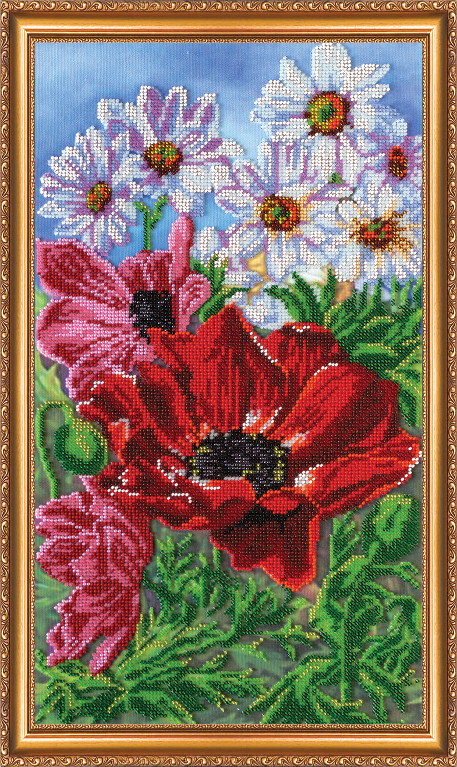 Main Bead Embroidery Kit Wild poppies – 2 (Flowers), AB-270 by Abris ...
